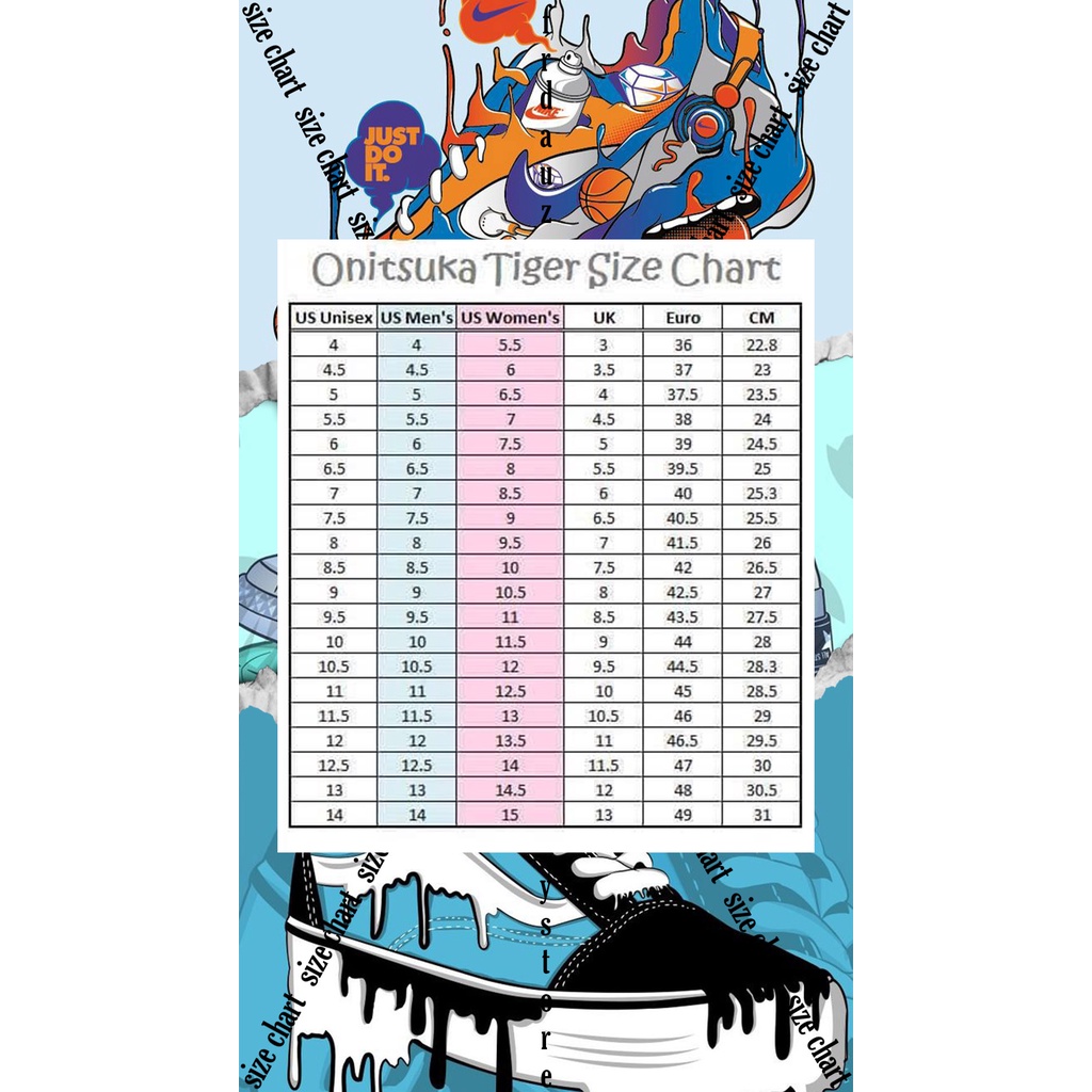 Jual SIZE CHART ( PANDUAN UKURAN ) SEPATU NIKE ADIDAS VANS CONVERSE ...