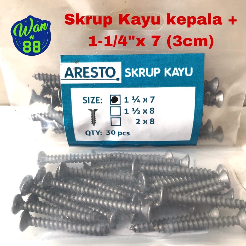 Jual Skrup Sekrup kayu Aresto 11/4" x 7 kepala (+) harga per pak 30 pcs ...