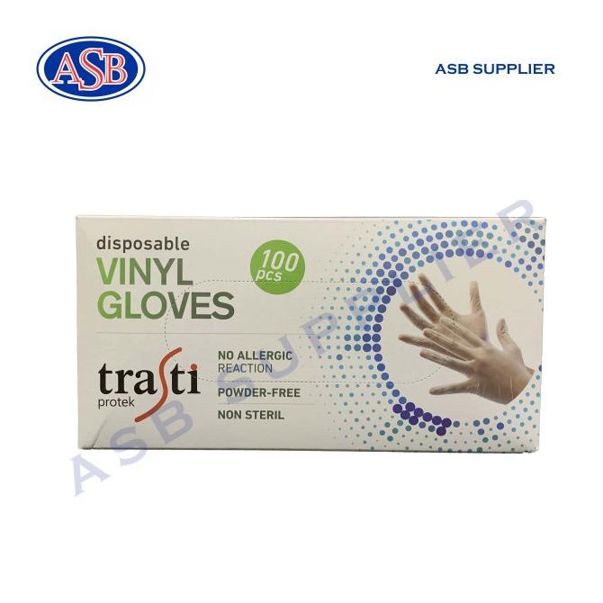 Jual Sarung Tangan Karet / Vinyl Gloves Tebal Trasti Size M Dan L (100 ...
