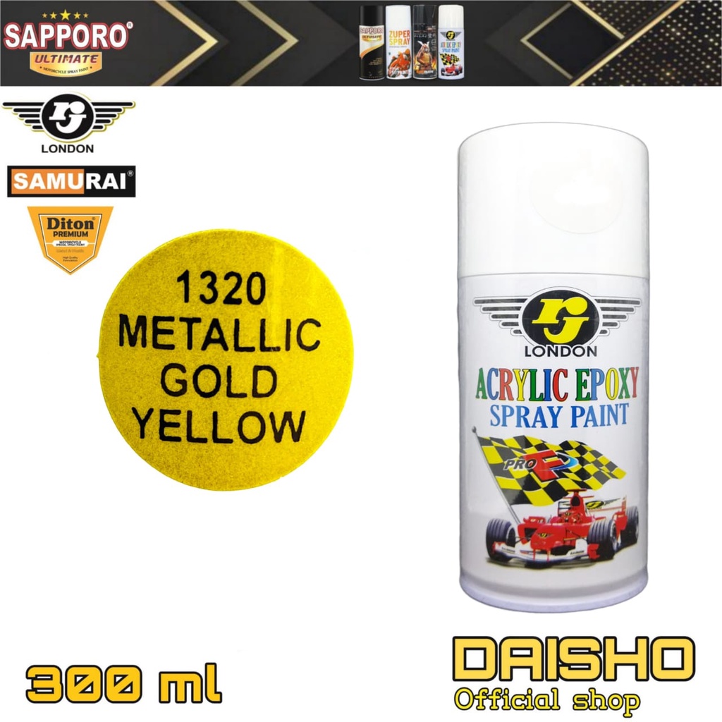 Jual RJ LONDON 300ml METALLIC GOLD YELLOW KUNING EMAS METALIK CAT ...
