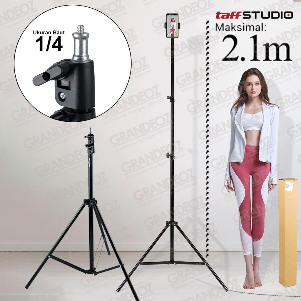 Jual ORIGINAL Portable Lighting Stand Tripod 3 Section 210cm TaffSTUDIO ...