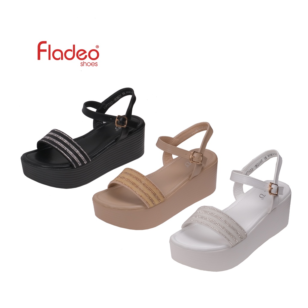Jual Fladeo J22/LDFT522-1BG/Sendal Wedges Tali Wanita [ Strap Wedges ...