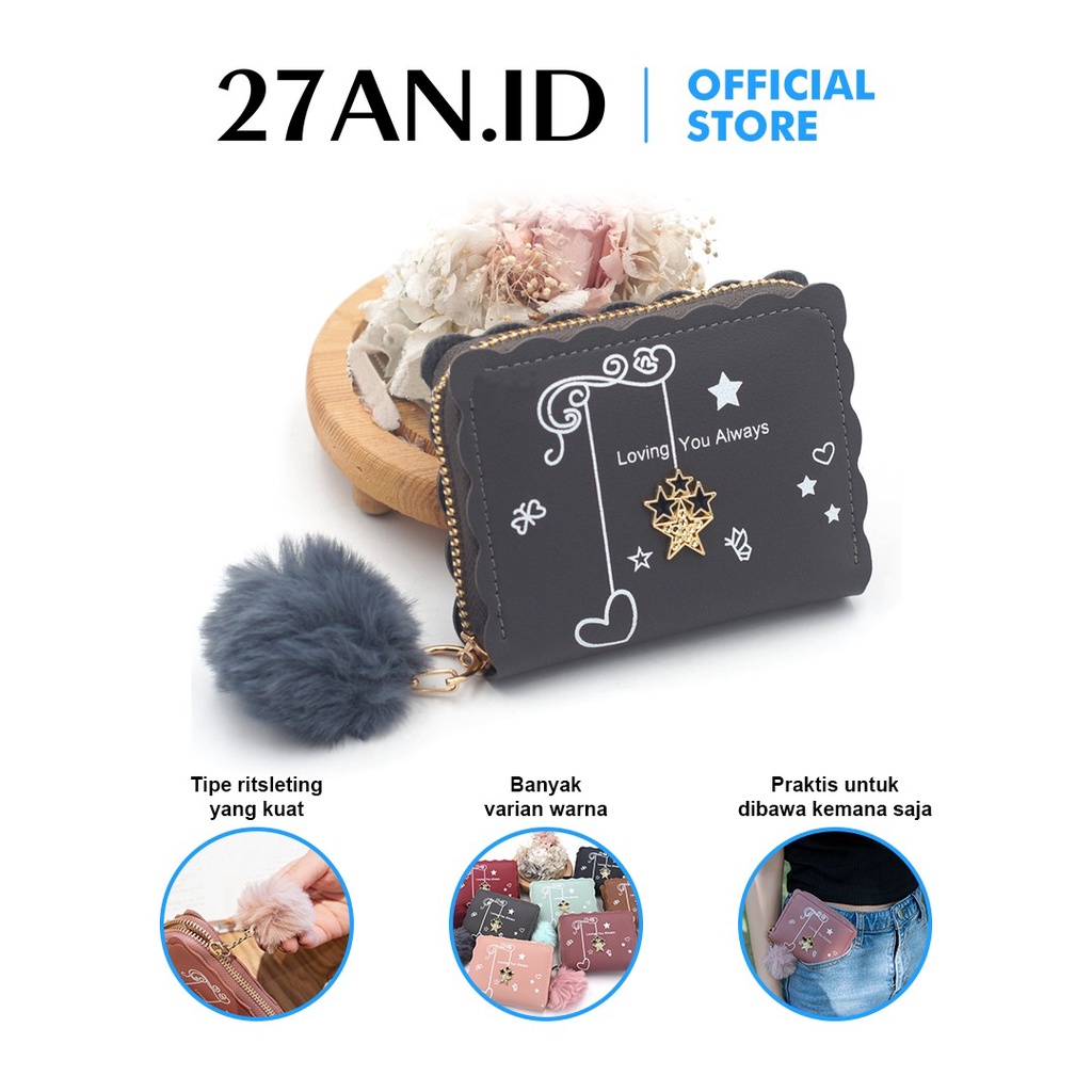Jual (27AN.ID) COD DOMPET WANITA D18+POM2 FASHION TRENDY FASHION WALLET | Shopee Indonesia