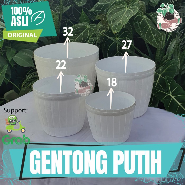 Jual Pot Putih Motif Gentong Pot Plastik Tanaman Hias Bunga Besar Kecil ...