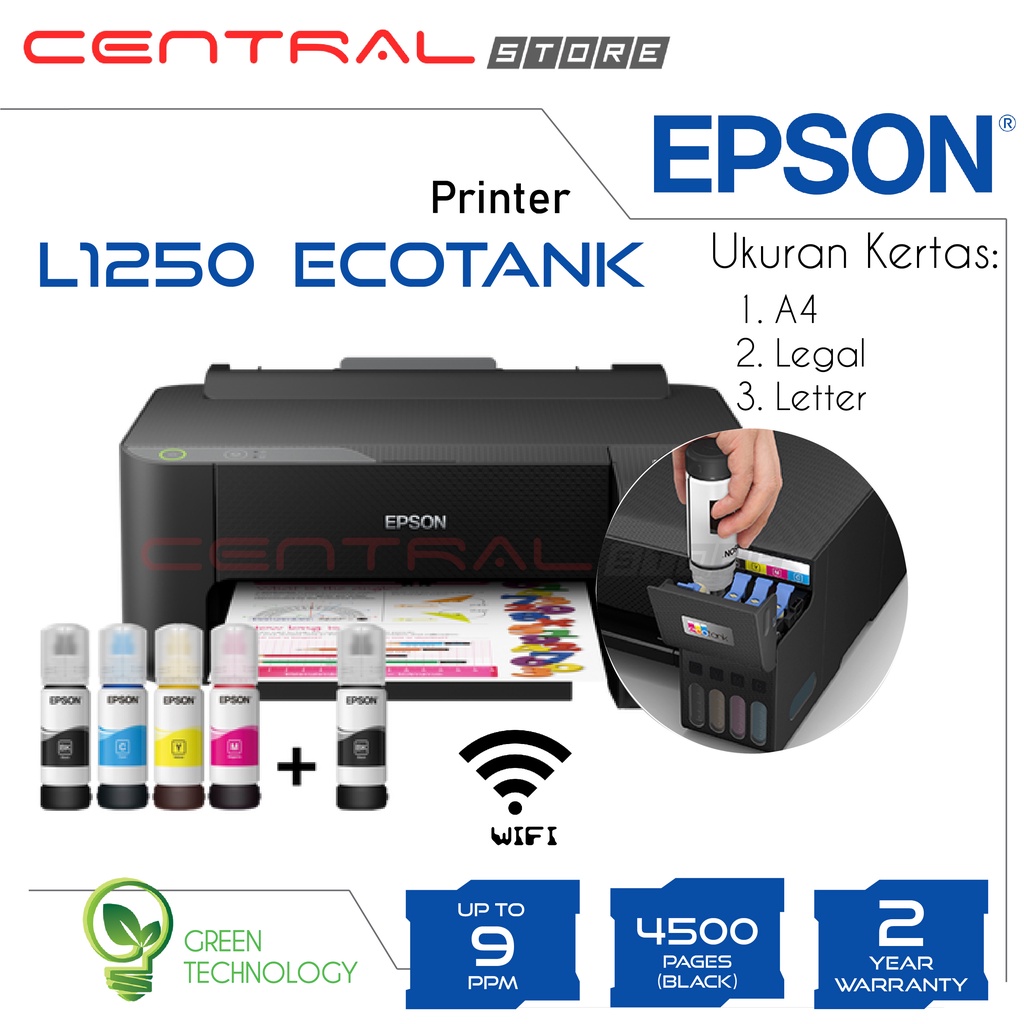 Jual Printer EPSON L1250 L 1250 Ink Tank System PRINT WIFI ORIGINAL | Shopee Indonesia
