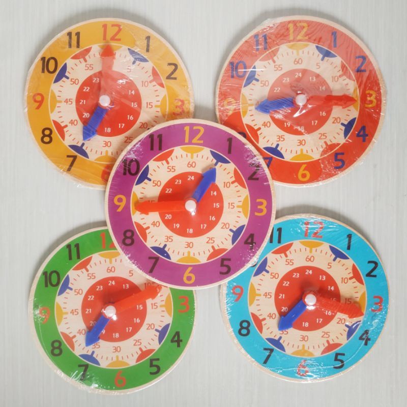 Jual Mainan Edukasi Jam Kayu / Alat Peraga Mengenal Waktu / Jam Edukasi ...