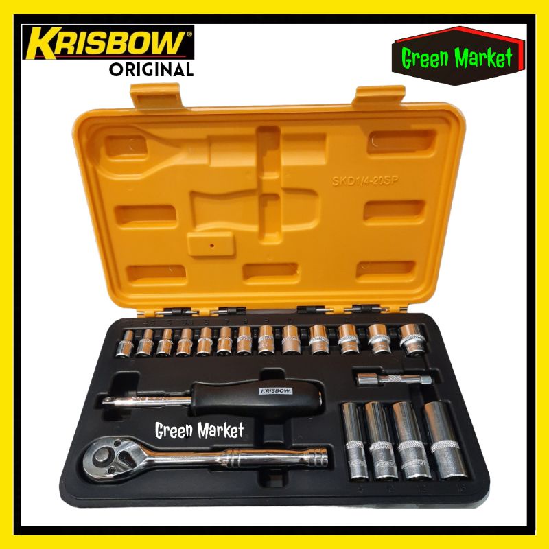 Jual Krisbow Kunci Sok Set SQ 1/4" 4-14 mm || Kunci Sock Krisbow Set 1/ ...