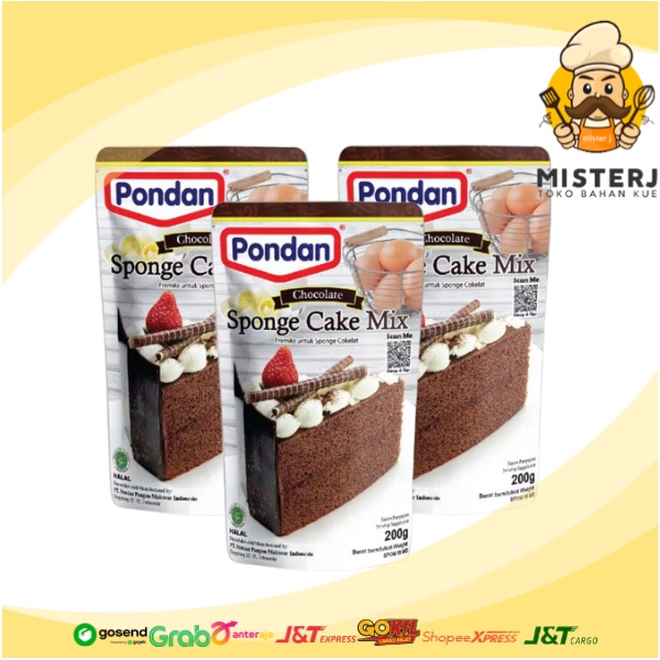 Jual Pondan Sponge Cake Mix Chocolate | 200 Gram | Pondan Premiks ...