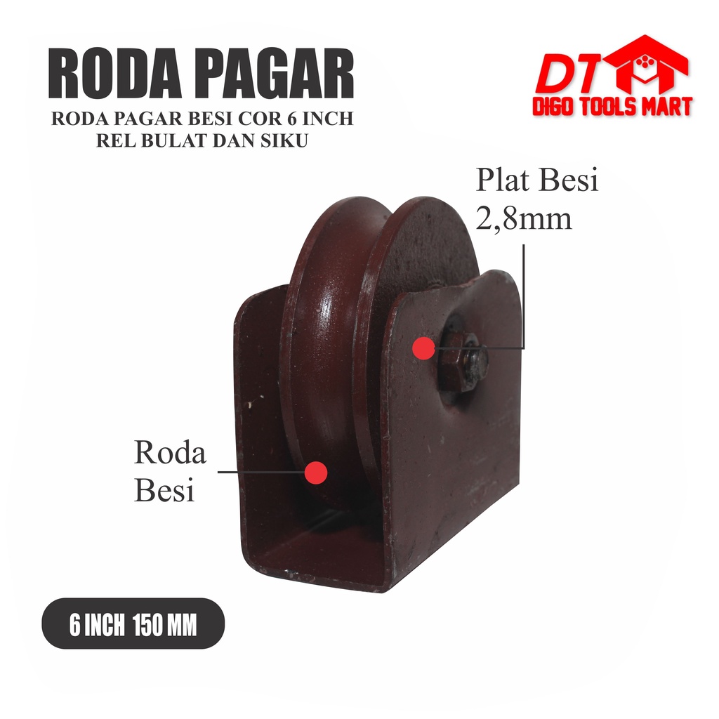 Jual Roda Pagar Besi Cor 6 Inci Rel Siku Dan Rel Bulat | Shopee Indonesia