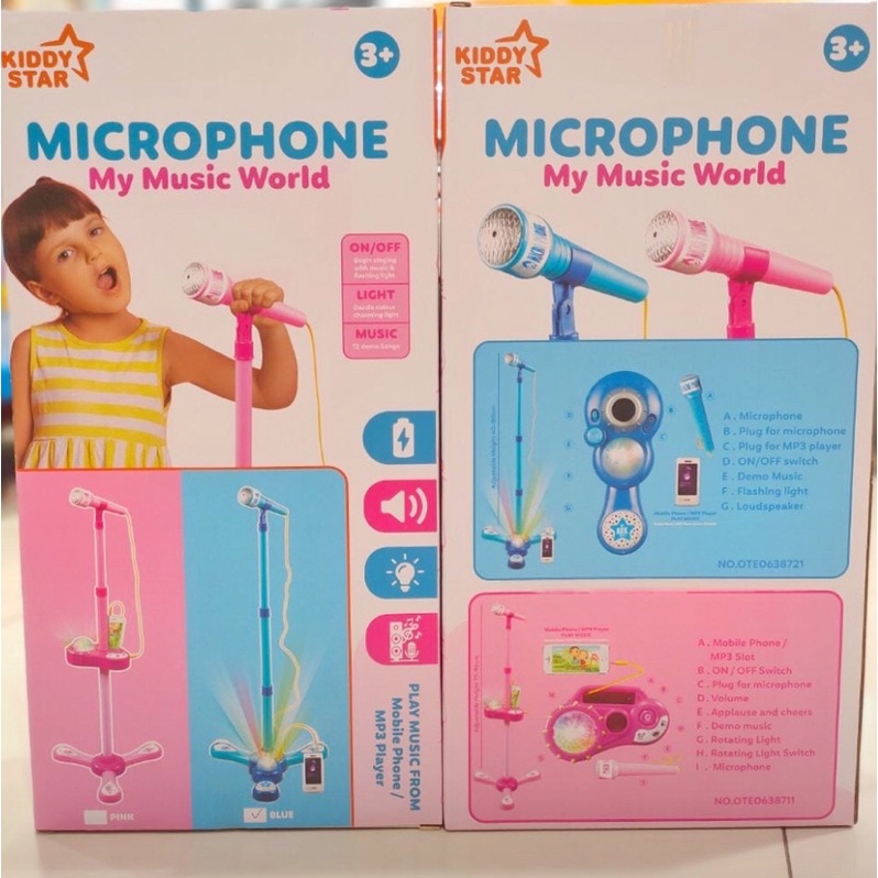 Jual Kiddy Star Microphone Karaoke Anak Dengan Lampu (Biru/Pink ...
