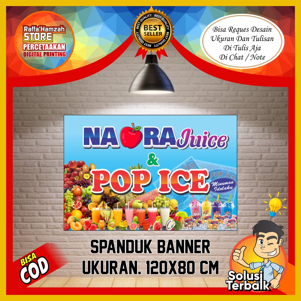Jual Spanduk Minuman Pop Ice, banner Minuman Pop Ice ukuran 120 x 80 cm ...