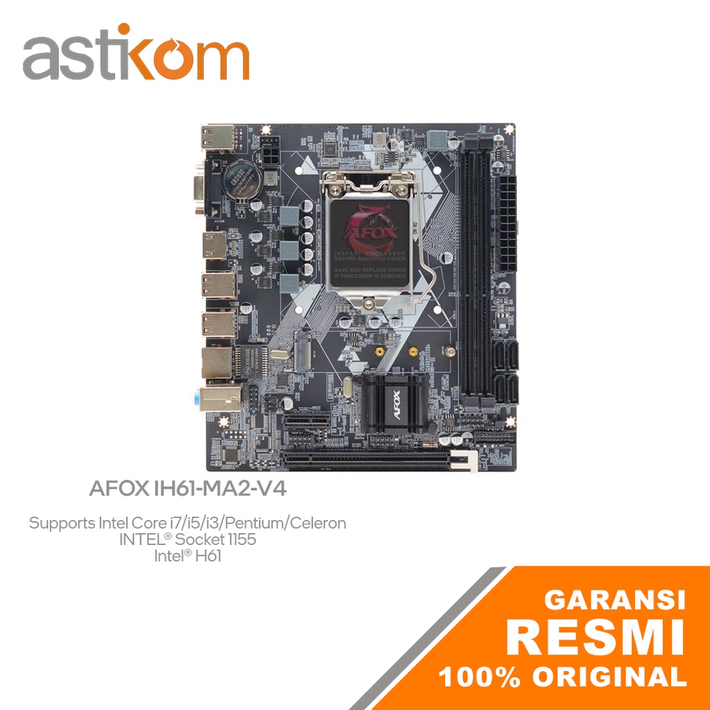 Jual Motherboard AFOX H61-MA2-V4 LGA1155 AFOX H61 Gen 2nd gen 3rd intel ...