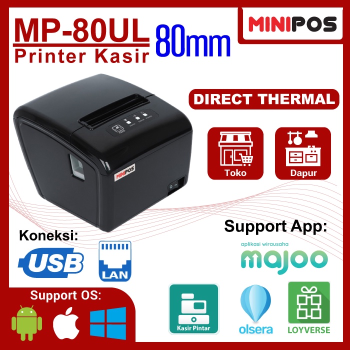 Jual Printer Thermal MINIPOS MP-80UL 80mm USB+LAN Auto Cutter Struk Antrian Dapur Foodcourt ...