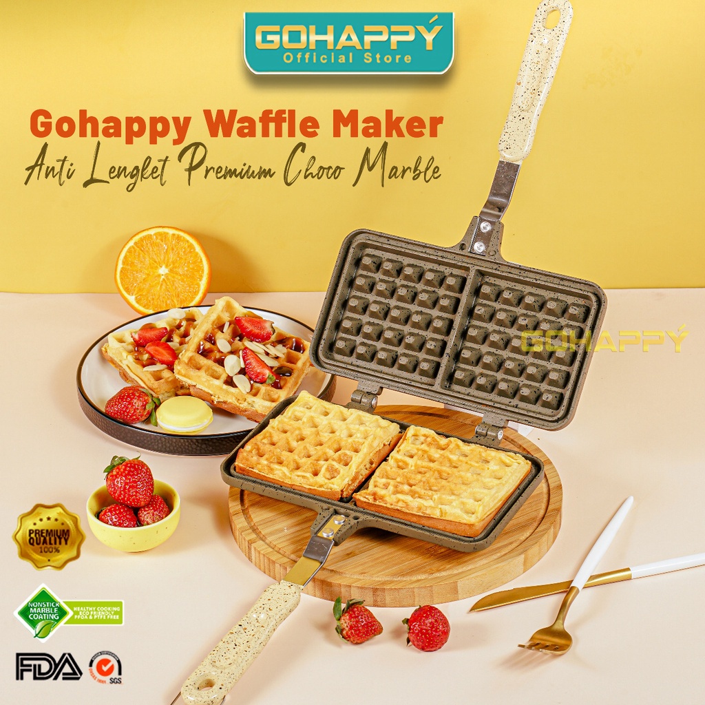 Jual Cetakan Waffle Belgian Kotak Pan Teflon- Go Happy Waffle Belgian ...