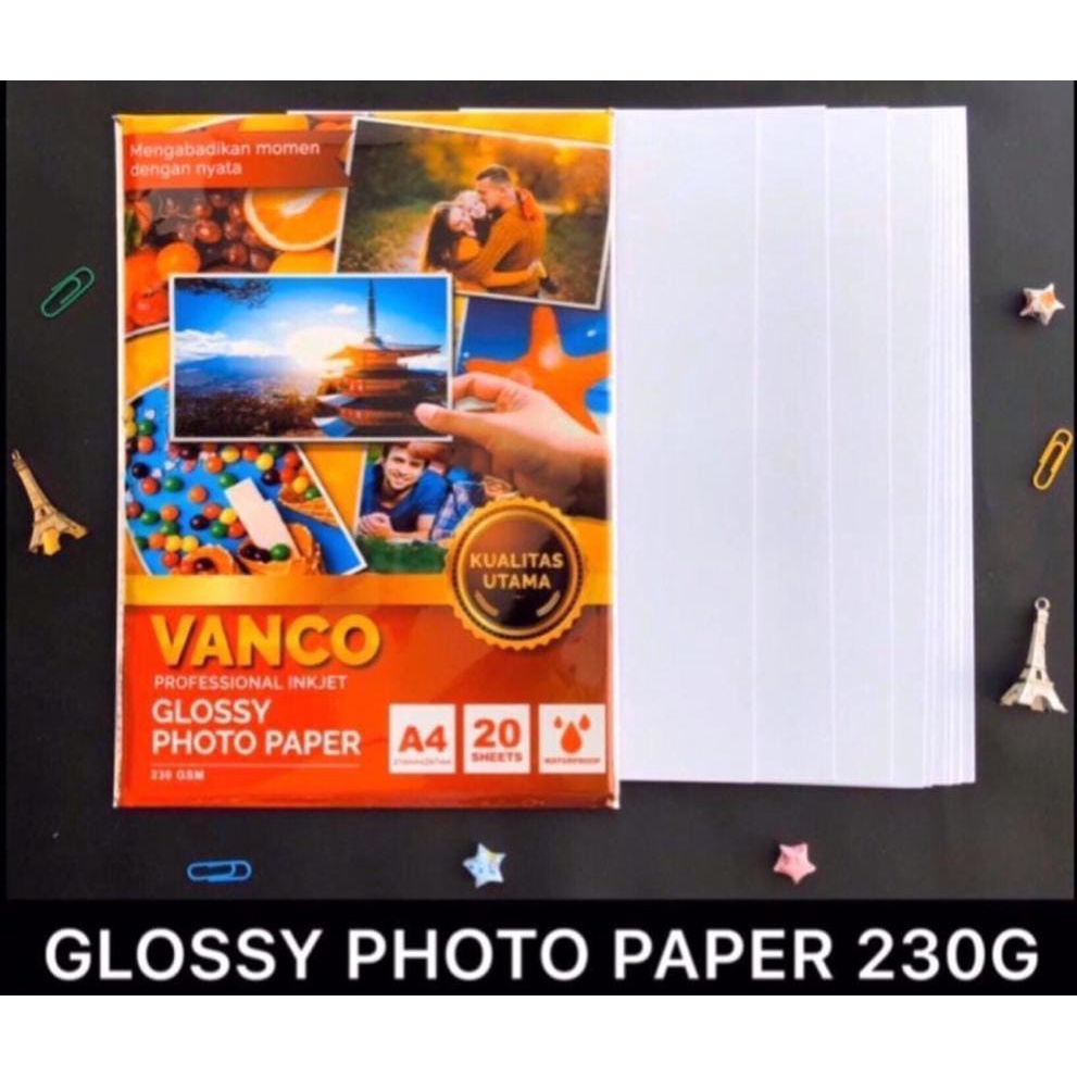 Jual Kertas Foto Glossy / Glossy Photo Paper Vanco A4 Tebal 230 Gram | Shopee Indonesia