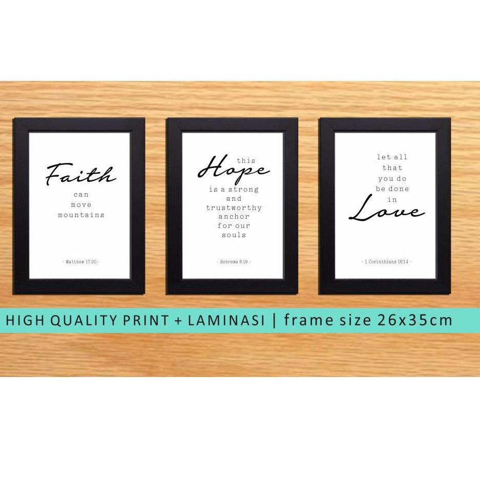 Jual Hiasan Dinding Kristen, Faith, Hope, Love, Pigura ayat alkitab ...