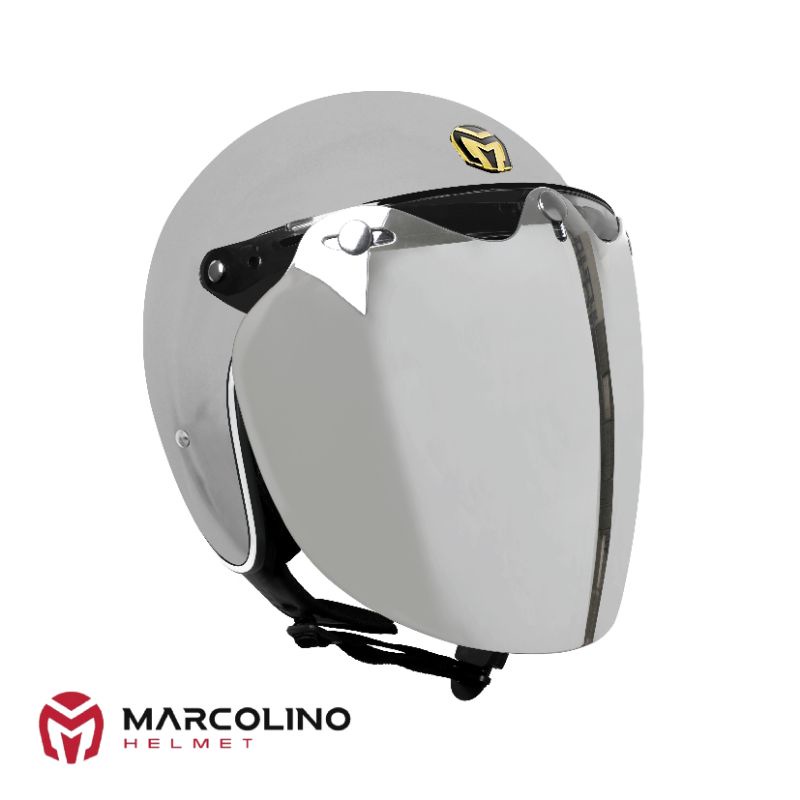 Jual Helm Bogo Retro Marcolino Classic Edition Silver Glossy SNI Flat ...