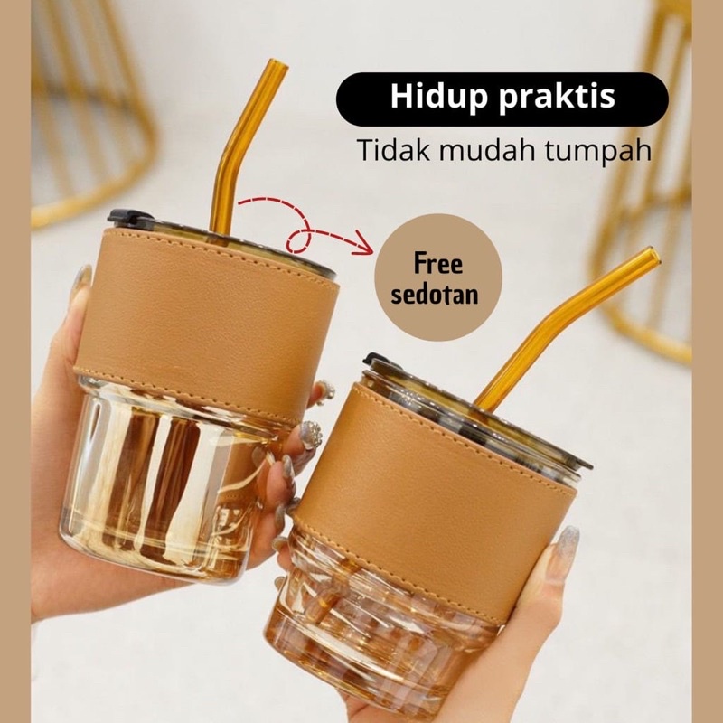Jual Botol minum tumblr kaca aesthetic / gelas beling estetik | Shopee ...