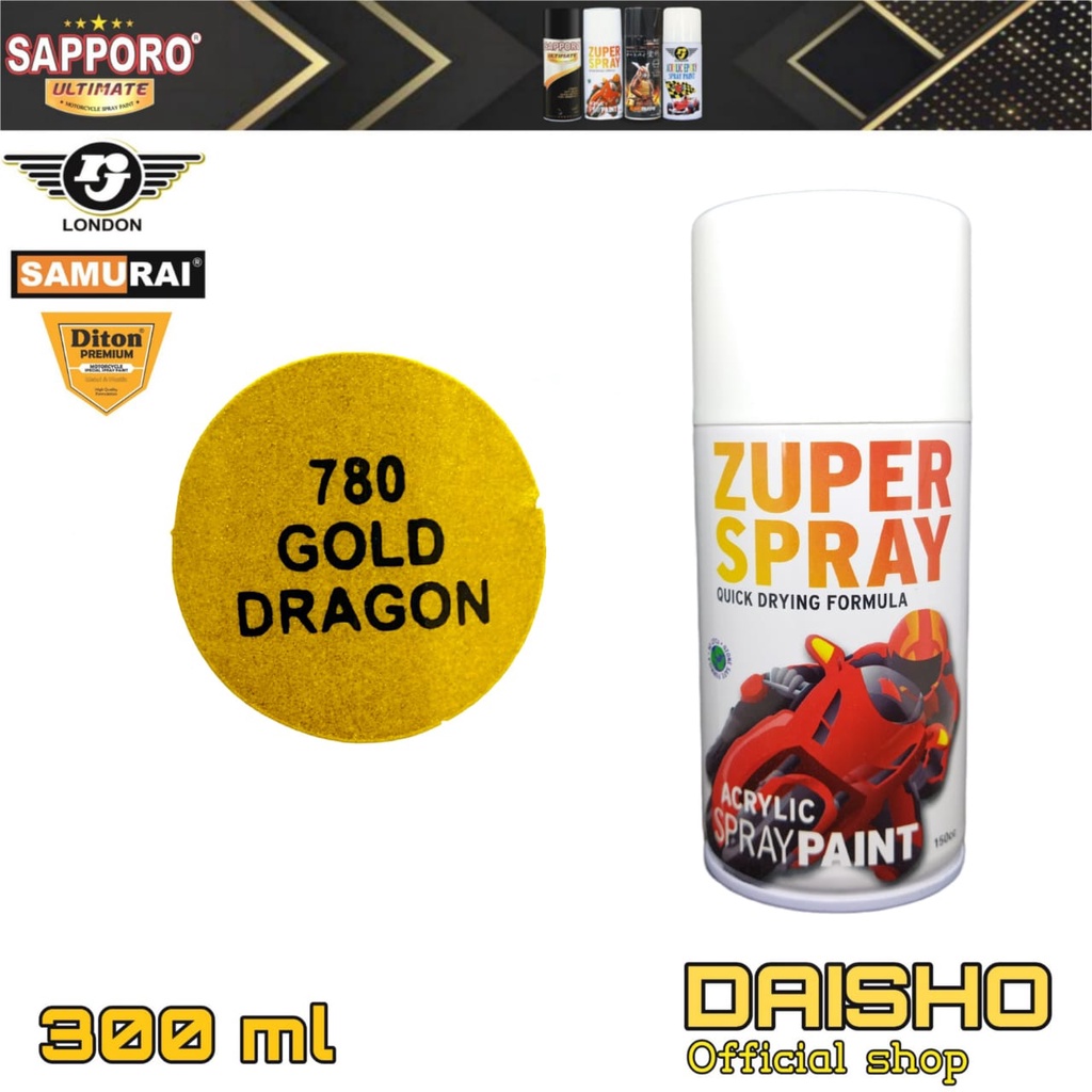 Jual cat semprot 300ml gold dragon ZUPER SPRAY pilox pilok spray paint ...