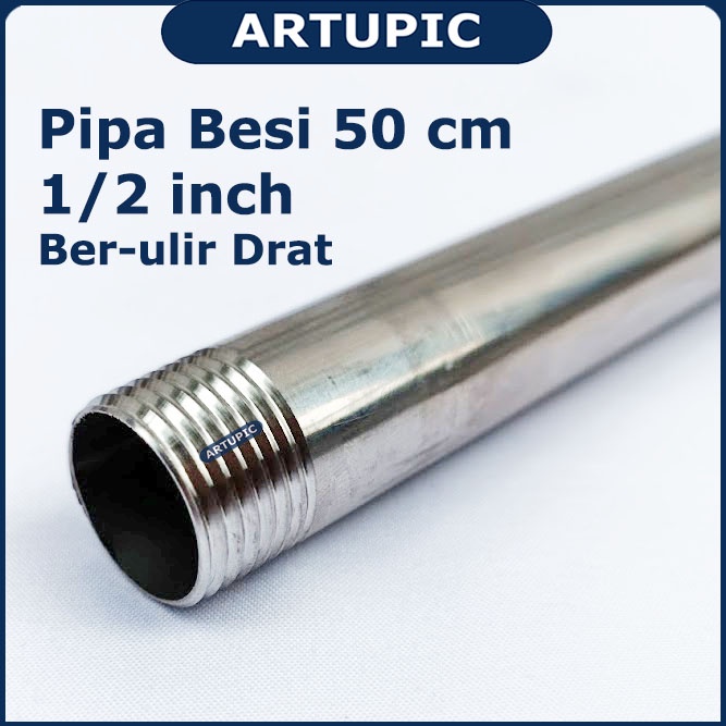 Jual Pipa Besi 50 cm 1/2" Ber Ulir Drat Male Stainless Bulat Polos Drat ...
