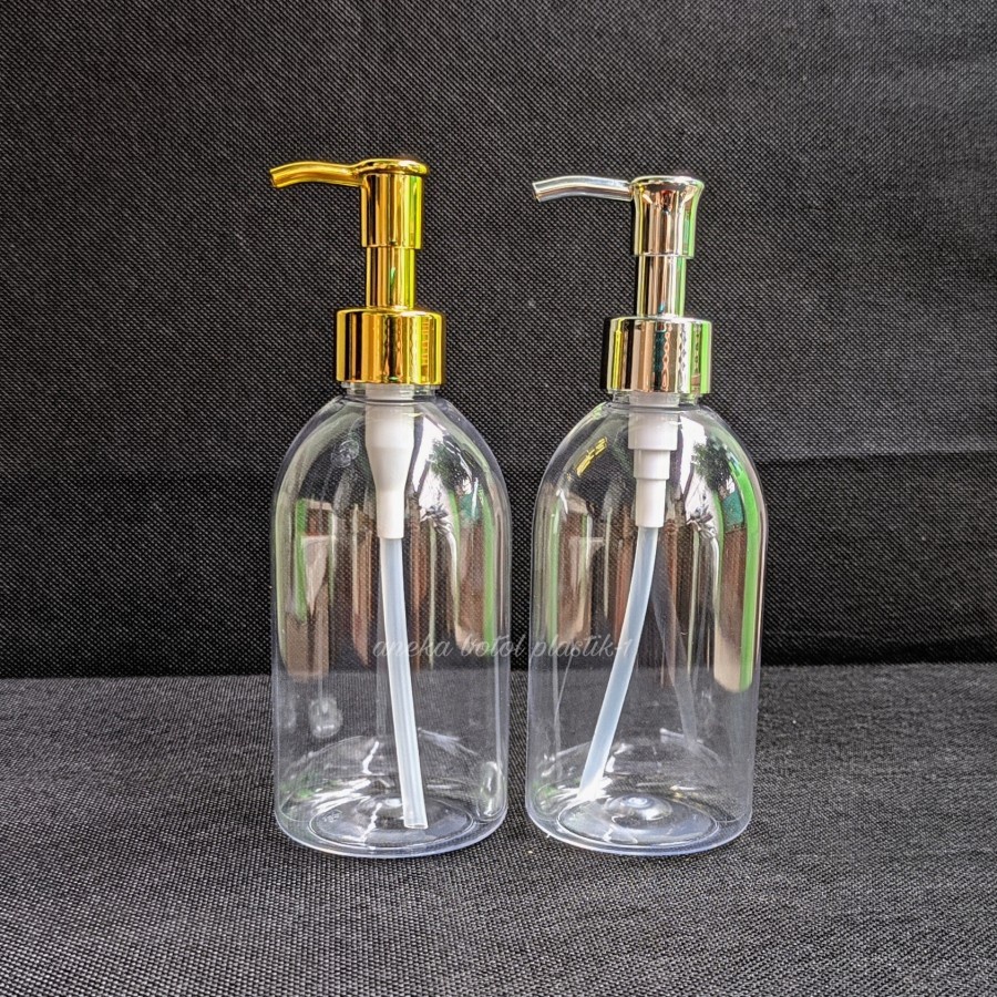 Jual Botol Pump 250ml Oval Bening Pet Tebal Pump Luxury Gold Silver ...