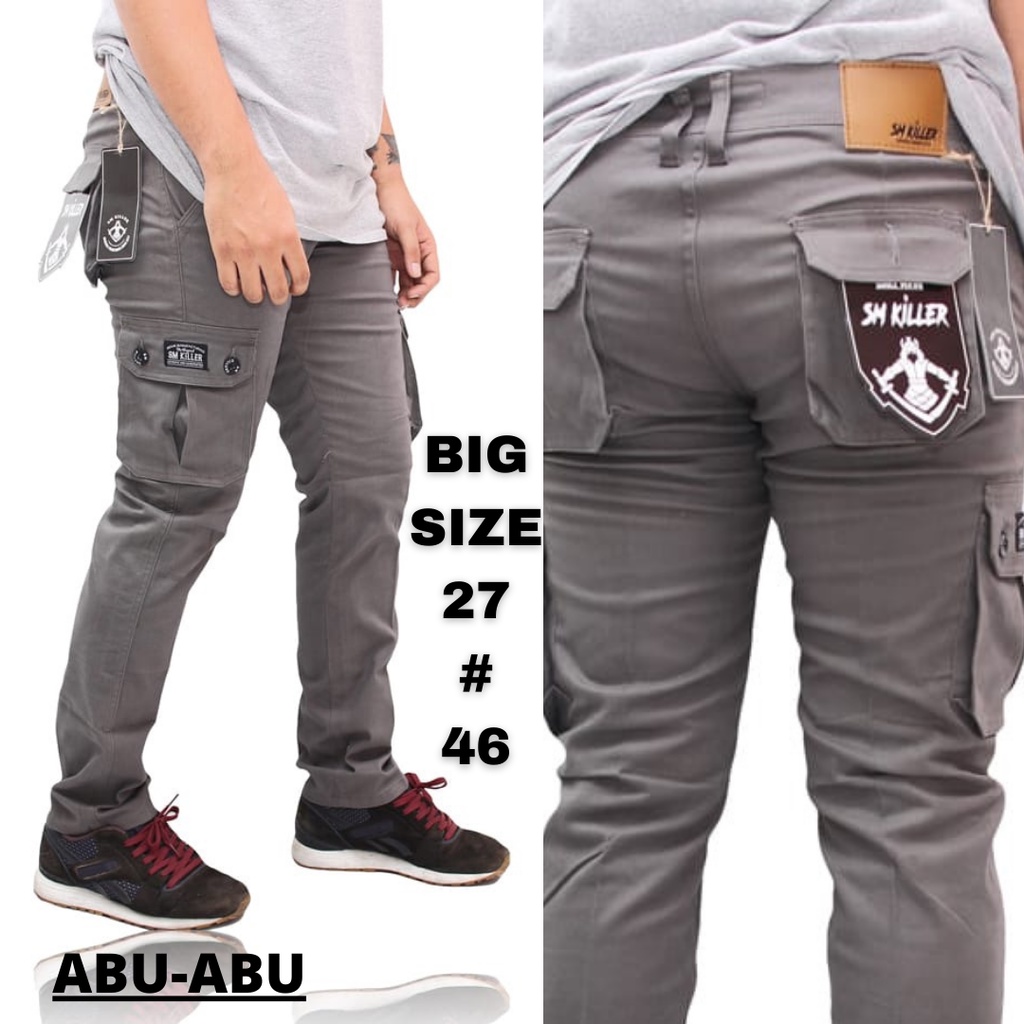 Jual Celana Cargo Panjang Pria Slimfit Jumbo Big Size Katun Cowok Streach Ukuran Besar 27-46 ...
