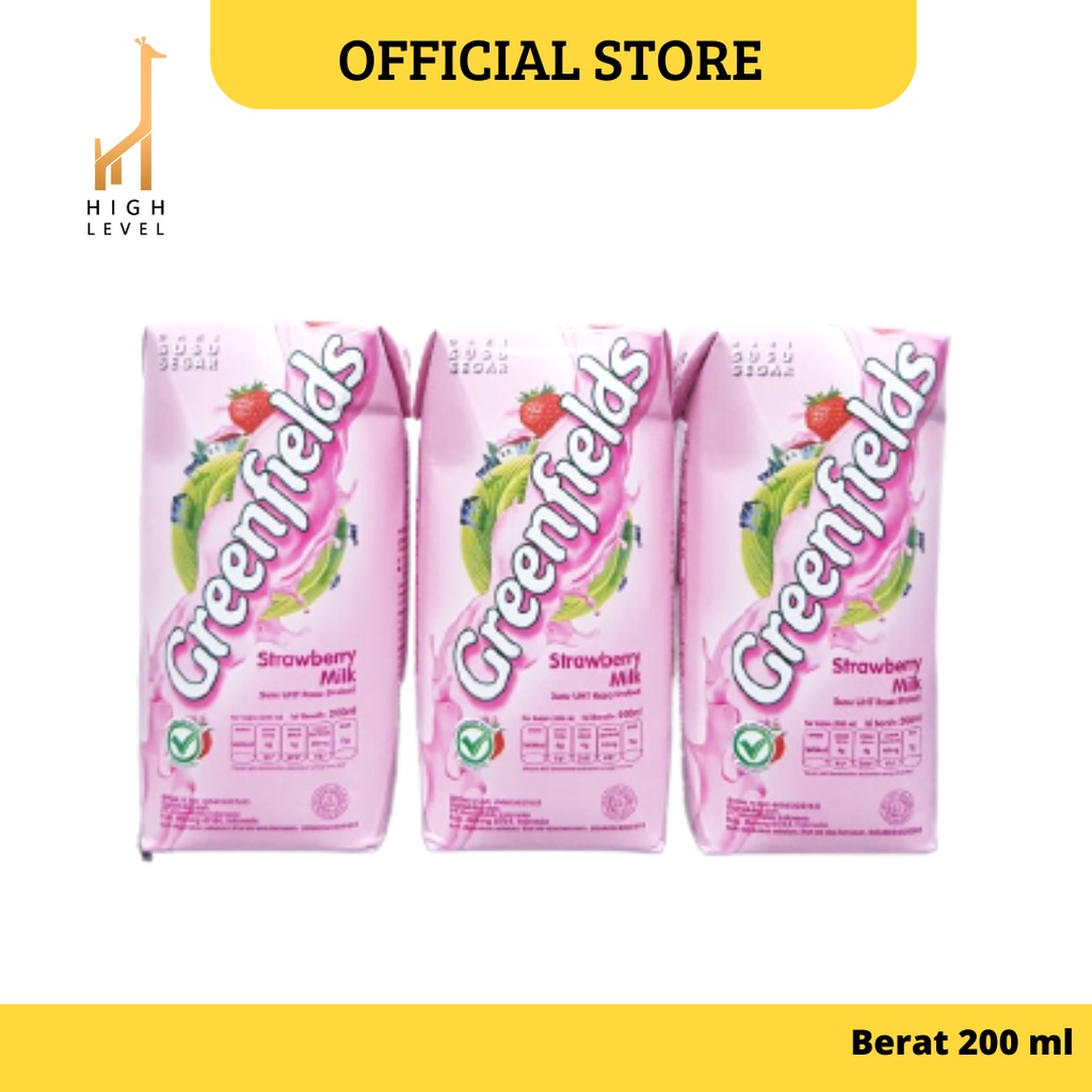 Jual Susu Greenfields Strawberry Susu UHT 200 Ml | Shopee Indonesia