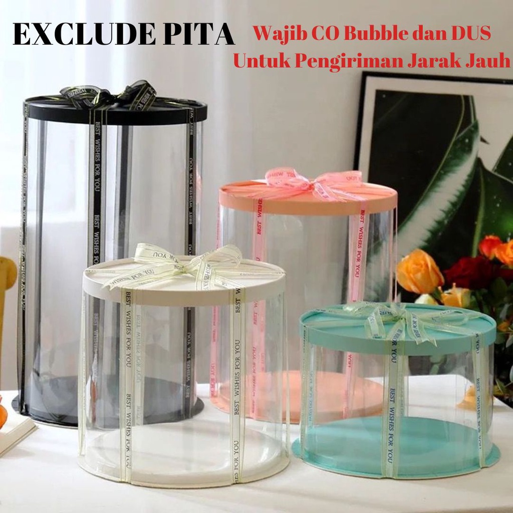 Jual Cake Box Bulat Biasa Diameter 22cm dan 26 cm Kotak Kue Mika ...