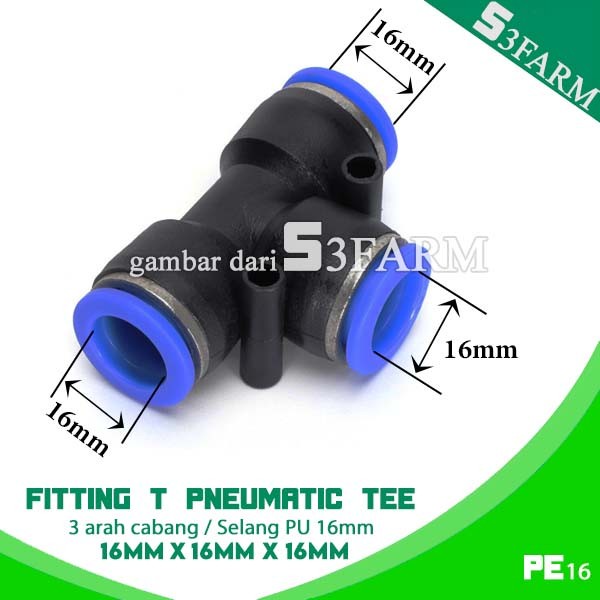 Jual FITTING TEE PNEUMATIC SLIP LOCK SELANG PU 16mm KONEKTOR T | Shopee ...