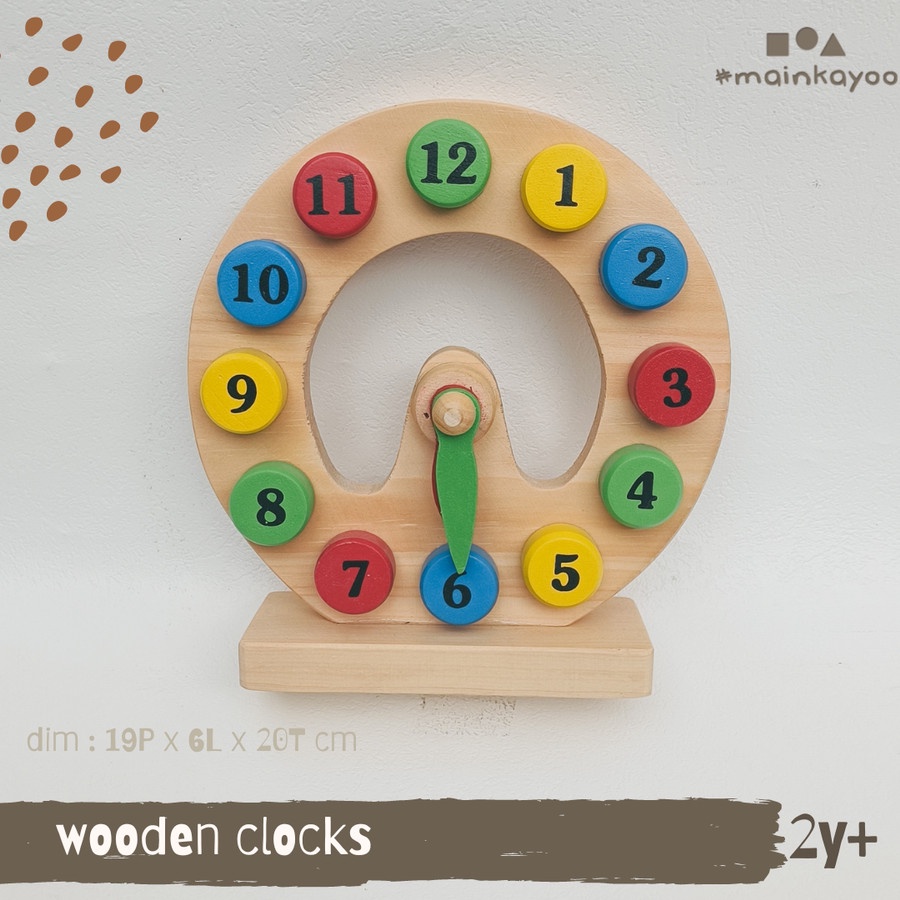 Jual wooden clock toys - mainan montessori kayu | Shopee Indonesia