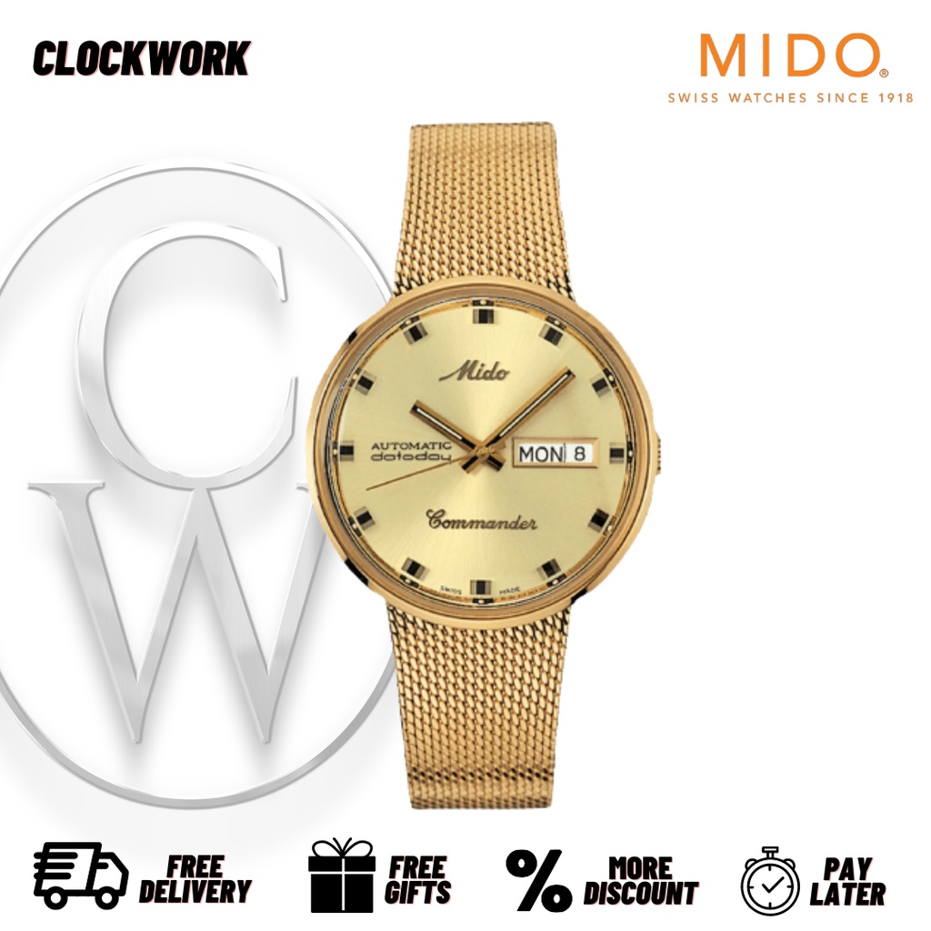 Jual Jam Tangan Mido M8429.3.22.13 COMMANDER 1959 All Gold Stainless ...