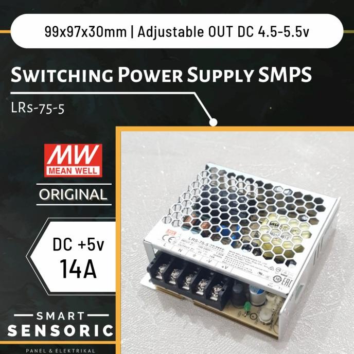 Jual Meanwell Lrs-75-5 Switching Power Supply Smps 5V 14A Original Cctv ...