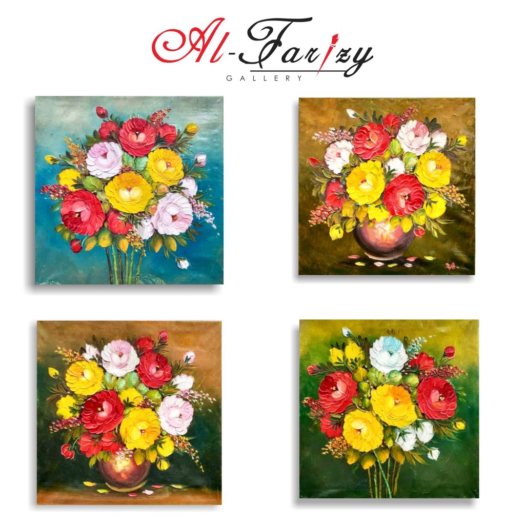 Jual Lukisan Bunga Rose Mawar Palet Ukuran 40x40 cm lengkap dengan kayu ...