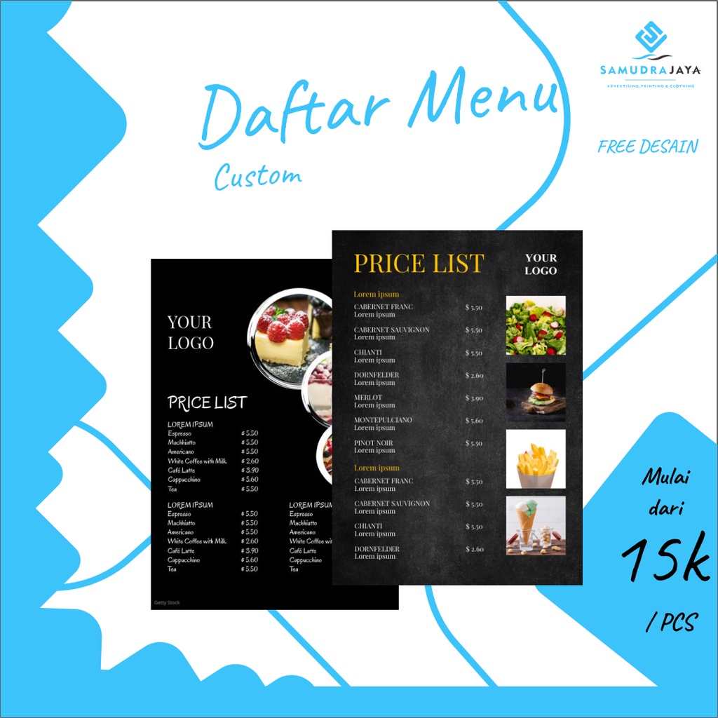 Jual DAFTAR MENU MAKANAN DAN MINUMAN CUSTOM A4 | Shopee Indonesia