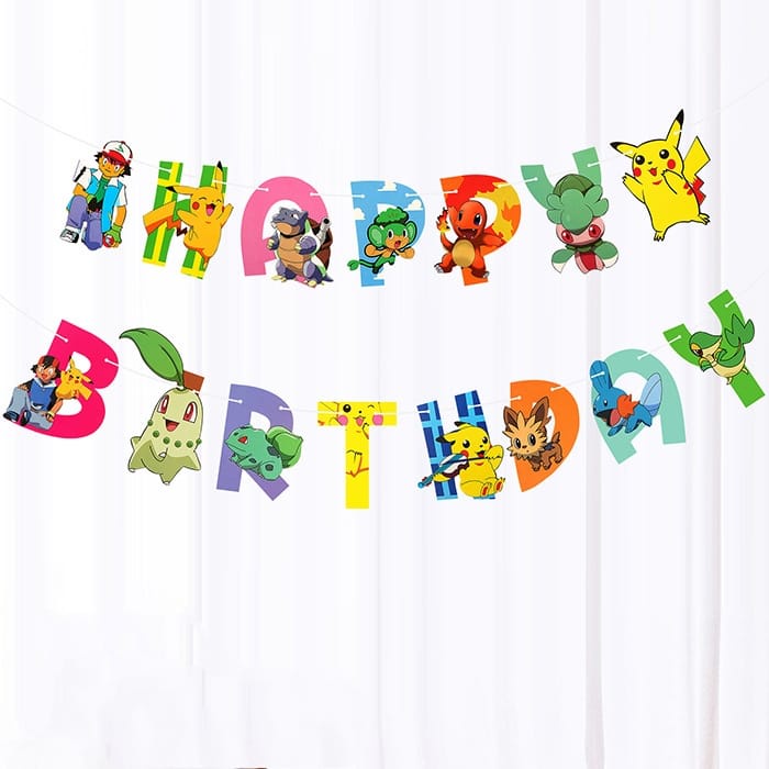Jual Bunting Flag / Banner HBD Happy Birthday Pokemon | Shopee Indonesia