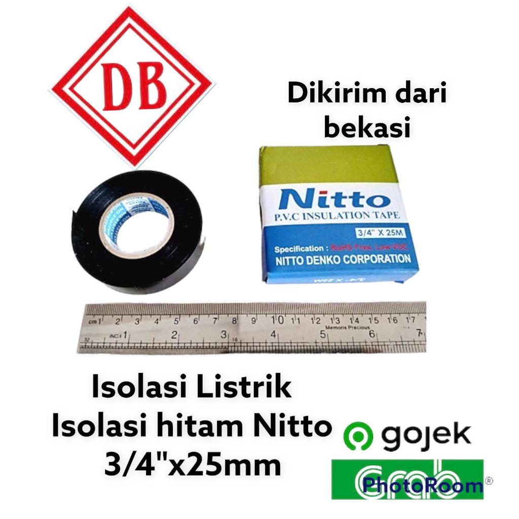 Jual ISOLASI LITRIK NITTO ORIGINAL BESAR/ISOLASI HITAM 34"x25meter ...