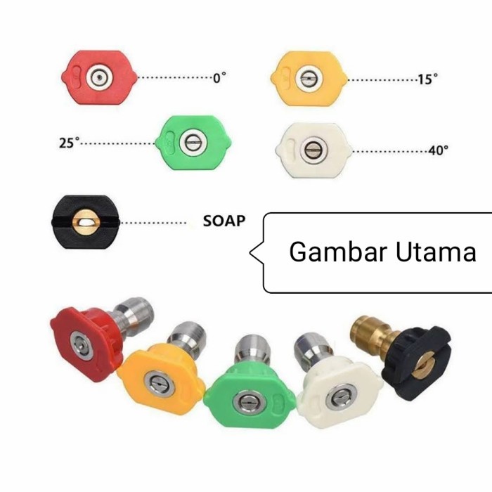 Jual nozzle jet cleaner spray gun ujung kepala 5 warna nosel cordless ...