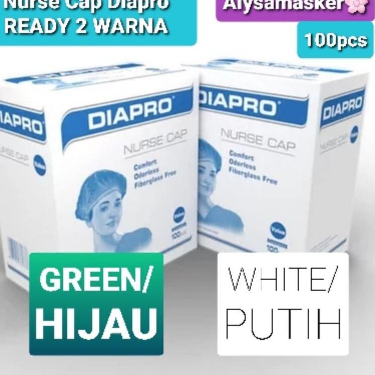 Jual Nurse Cap Diapro 100pcs Hairnet Mob cap ( green / white ) | Shopee ...