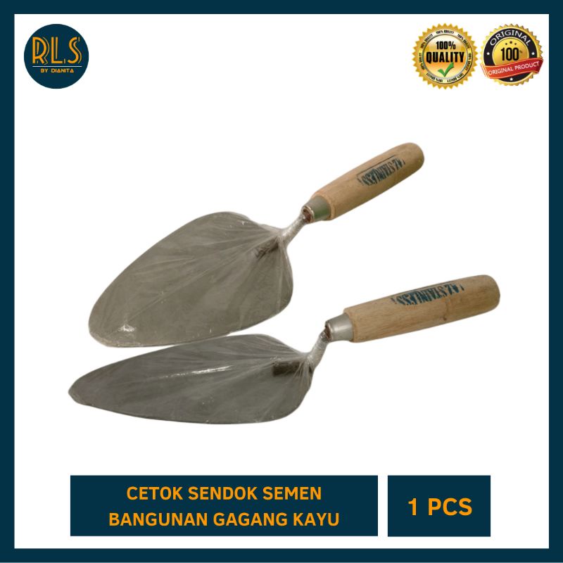 Jual Sendok Semen Cetok Semen Galur Asli Gagang Kayu 9,5 cm Plat Baja ...