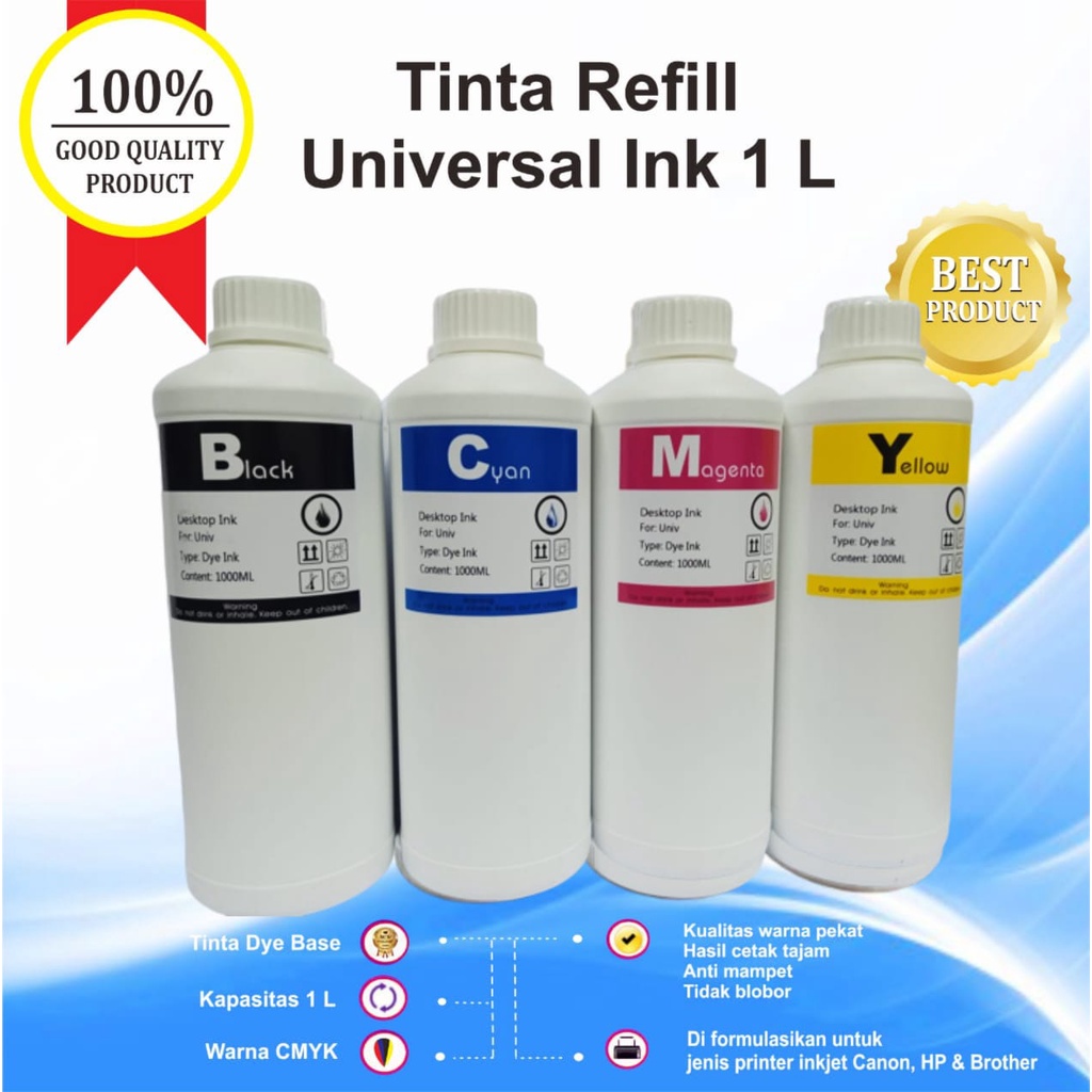 Jual Tinta Refill Isi Ulang 1 Liter Printer HP Canon Epson | Shopee ...