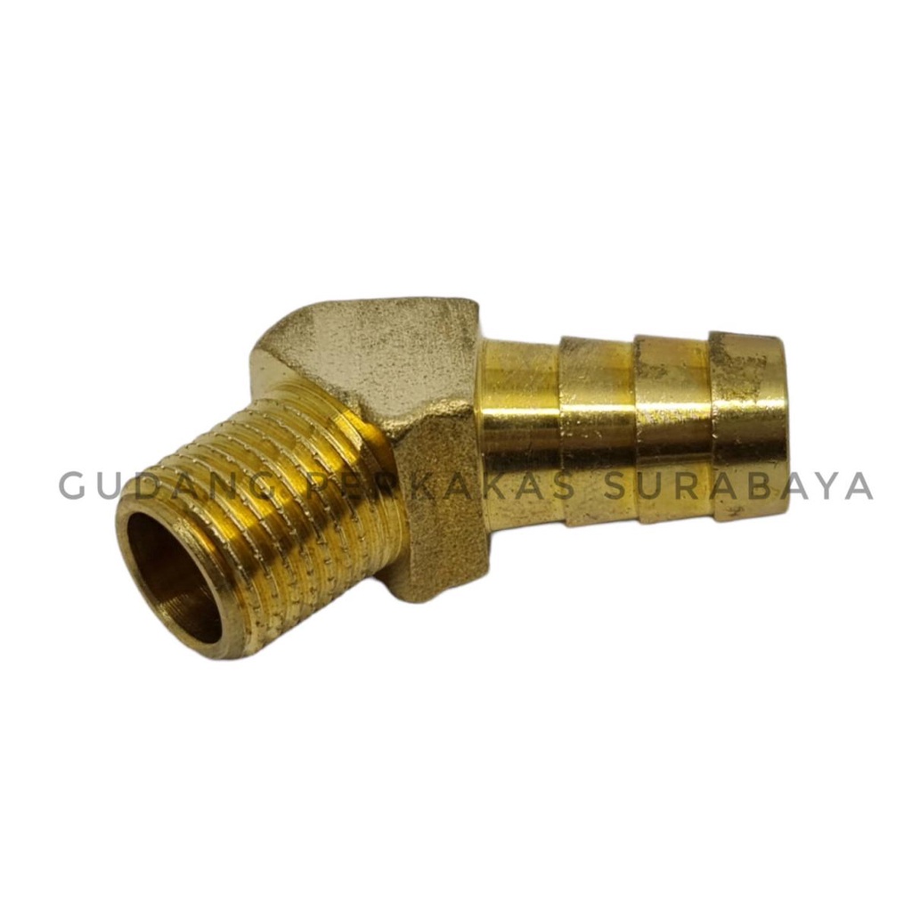 Jual 45 DEG KNEE DRAT LUAR PIPA 1/4 M x NEPEL SELANG MALE HOSE BARB ...