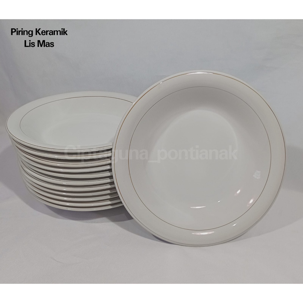 Jual PIRING/MANGKOK MAKAN KERAMIK LIS MAS [HARGA PERLUSIN] - MURAH ...