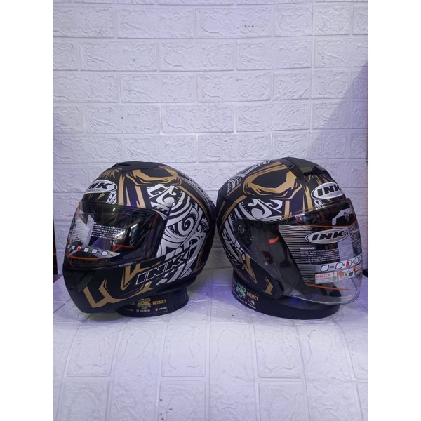 Jual HELM INK DYNAMIC MATT BLACK GOLD COUPLE INK CL MAX MATT BLACK GOLD ...