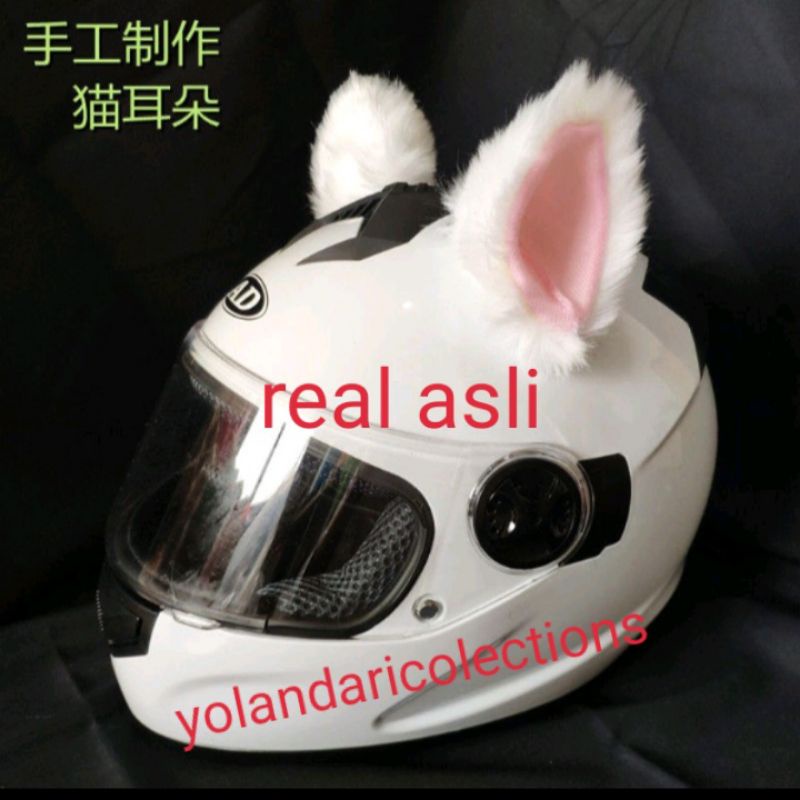 Jual telinga kucing helm buat cewe /bando helm/helem ada telinganya ...