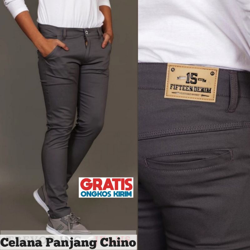 Jual Celana Chino Pria Cino Cowo Chinos Cowok Cinos Panjang Slimfit Stretch Pensil Bahan Bagus ...