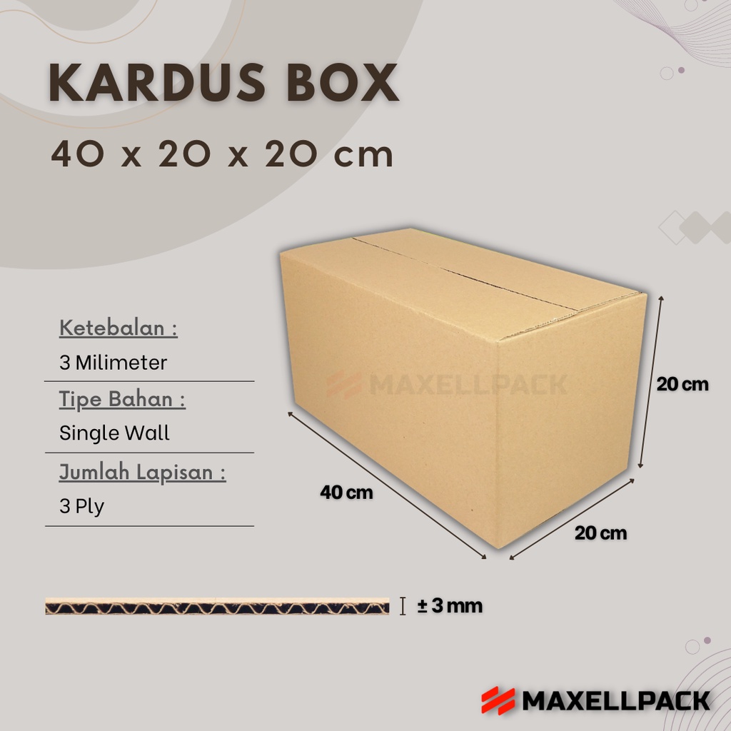 Jual Kardus Karton Box 40x20x20 CM Dus Packing Packaging Polos Baru ...