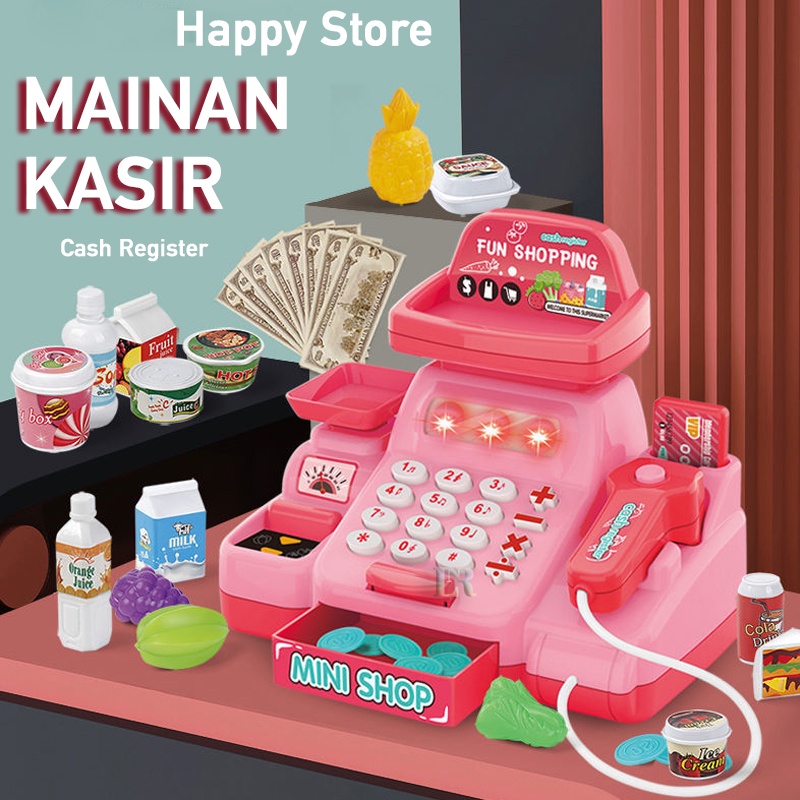 Jual LNR Shop Mainan Mesin Kasir Cash Register Set Makanan Belanjaan ...