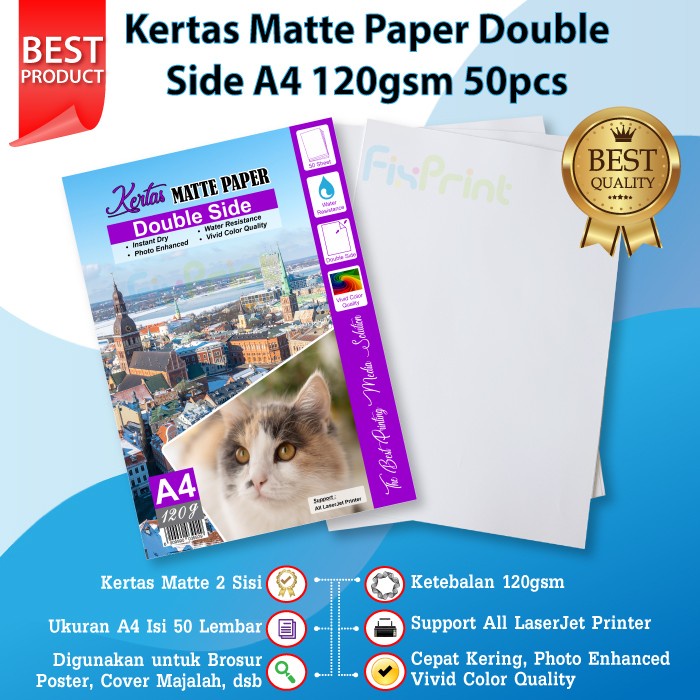 Jual Kertas Matte Paper Double Side A4 120gsm - Kertas Matte A4 50 ...