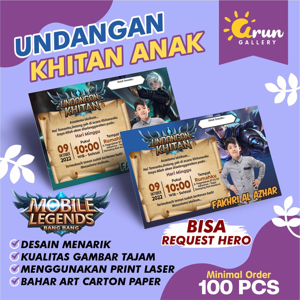 Jual UNDANGAN KHITAN ANAK / UNDANGAN KHITANAN TEMA MOBILE LEGEND / BISA ...