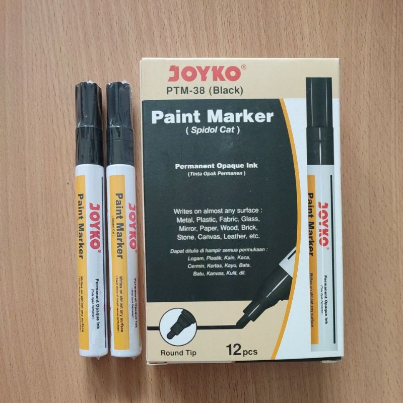 Jual Spidol Cat Permanet Hitam Joyko PTM-38 BLACK Paint Marker Color ...
